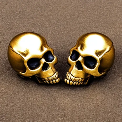two skulls with wings kissing on a golden sandy beach, | Stable ...