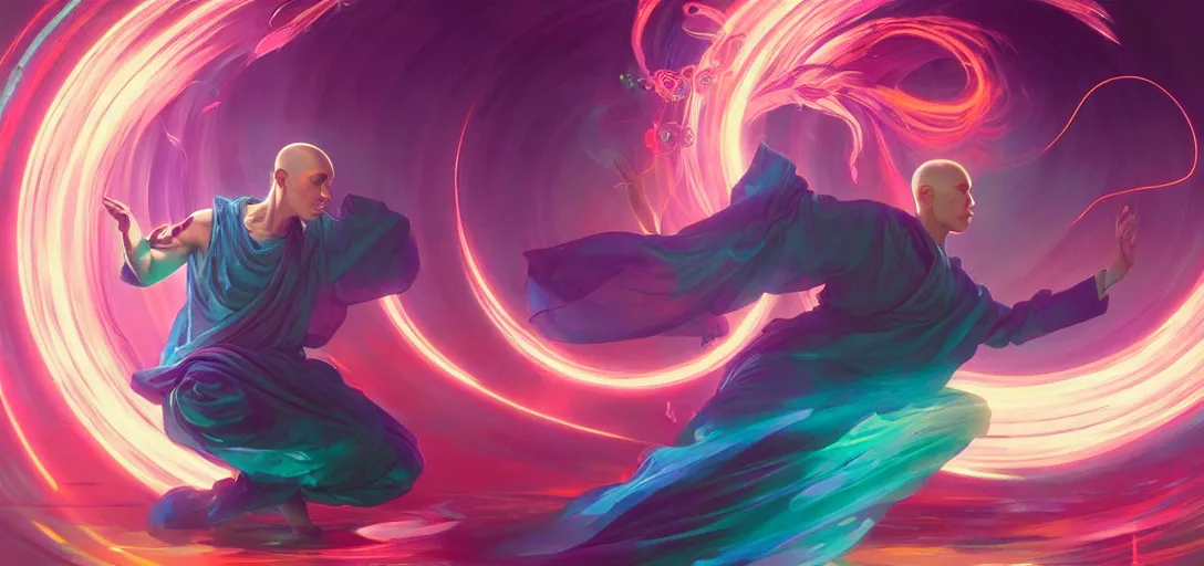 a floating monk, channeling swirling energy, wearing | Stable Diffusion ...