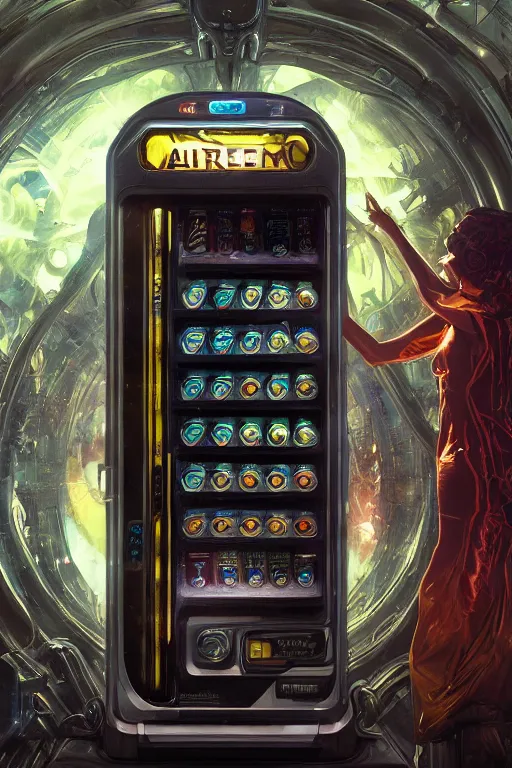 alien tech vending machine with magic potions inside, | Stable ...