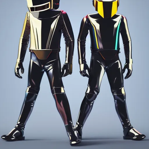 low poly 3D miniature daft punk kids standing back to | Stable ...