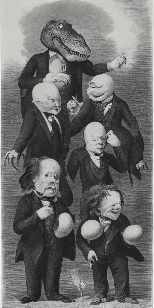 happy t rex. eggs. Business men. anamorphic, strange, | Stable ...