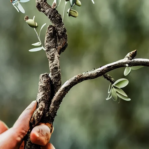 a wild olive branch being grafted onto an olive tree, | Stable ...
