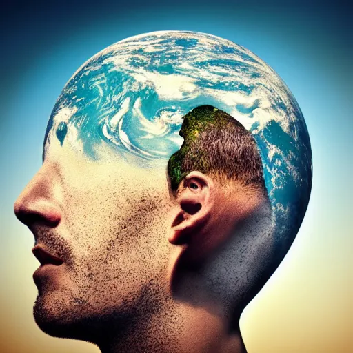 a man but his head is the earth. hd photography | Stable Diffusion ...