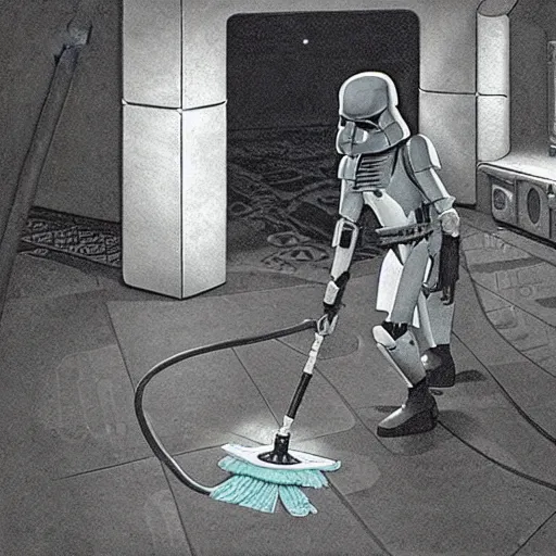 star wars cantina, alien cleaning floor with broom, | Stable Diffusion ...