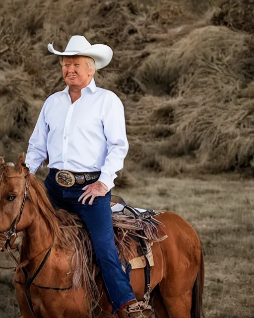 a portrait photograph of Donald Trump as a cowboy, | Stable Diffusion