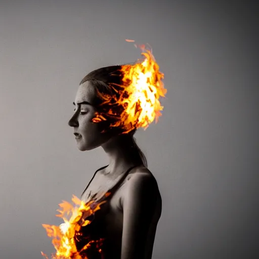 woman made entirely of smoke and flame | Stable Diffusion | OpenArt