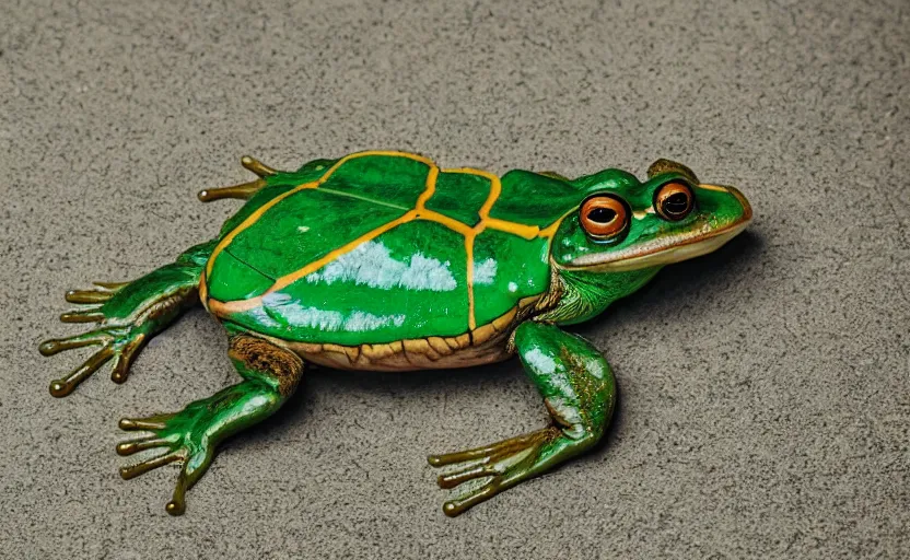 a photography of a brown frog riding a green turtle | Stable Diffusion ...