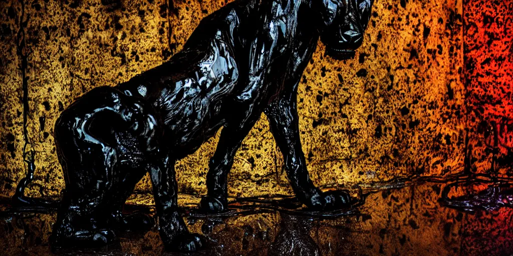 the black lioness made of tar, dripping tar, dripping | Stable ...