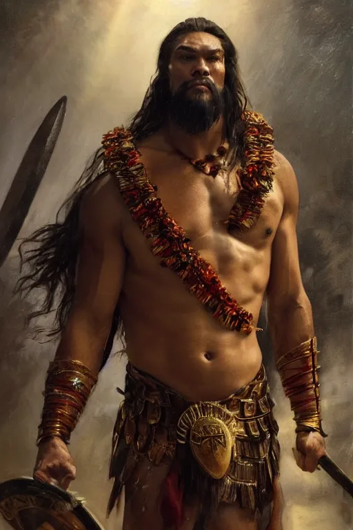 beautiful portrait oil painting, jason momoa conan the | Stable ...