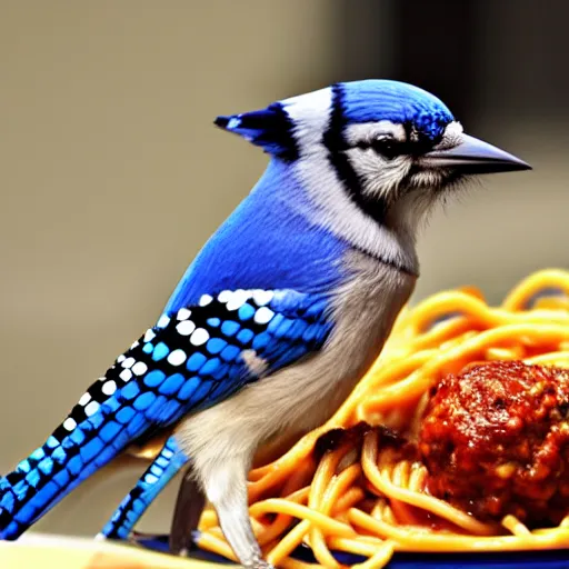 bluejay eating spaghetti and meatballs | Stable Diffusion | OpenArt