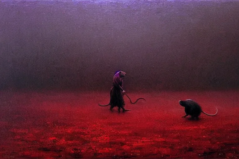 a family of rats scurrying across a drenched field in | Stable ...