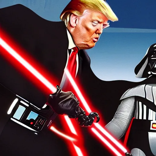 donald trump fighting darth vader in star wars | Stable Diffusion | OpenArt