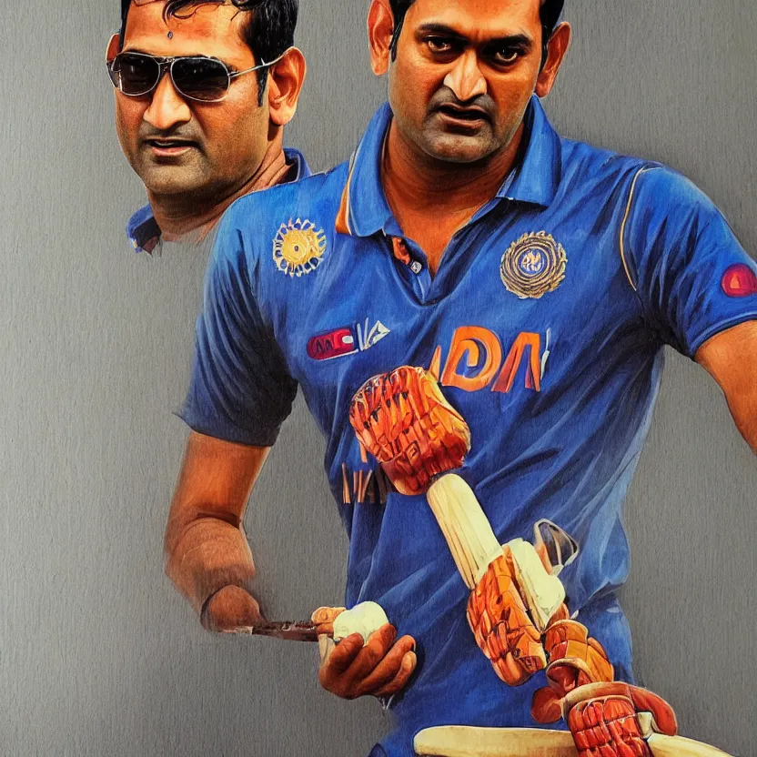 portrait of mahendra singh dhoni as a pimp, ultra | Stable Diffusion ...