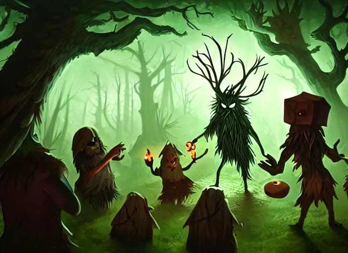 a leshy forces you to play a tabletop card game in a | Stable Diffusion