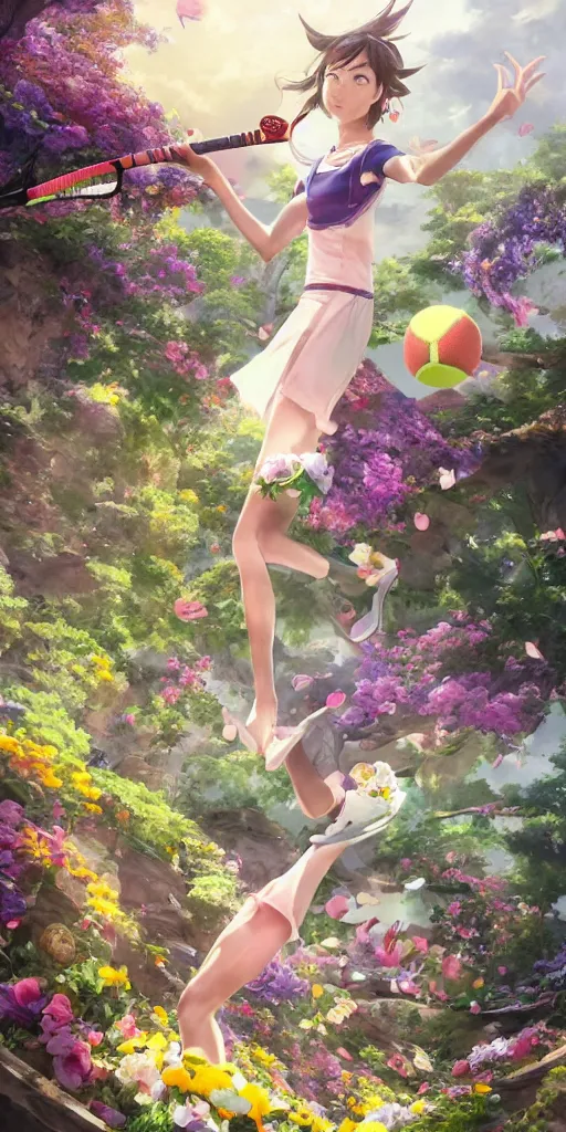 ONE elf playing tennis on a tennis court made of | Stable Diffusion ...