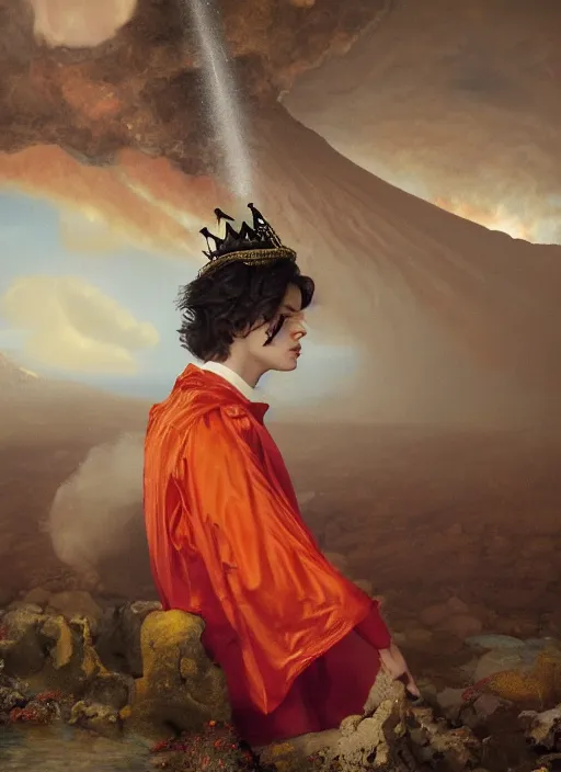 young porcelain Harry Styles wearing a firey red and | Stable Diffusion ...