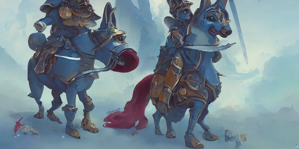 beautiful painting of a fantasy corgi knight, by Goro | Stable ...