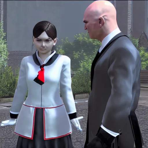 agent 4 7 in a maid outfit in the game hitman 3 | Stable Diffusion ...