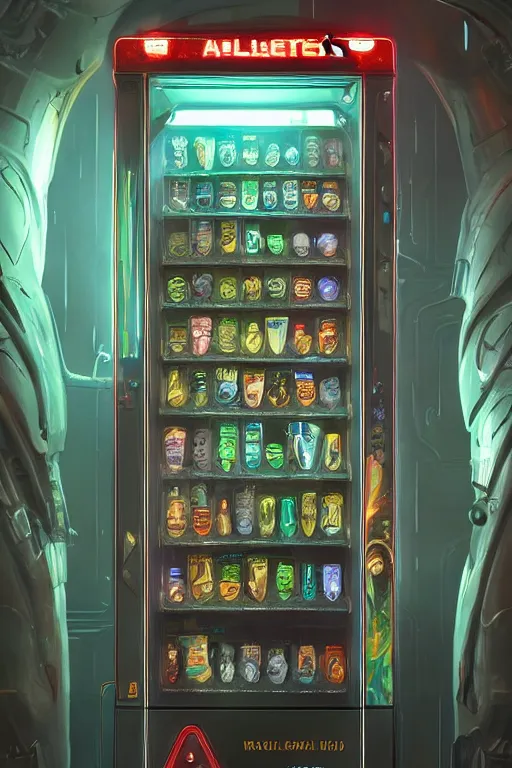 alien tech vending machine with magic potions inside, | Stable ...