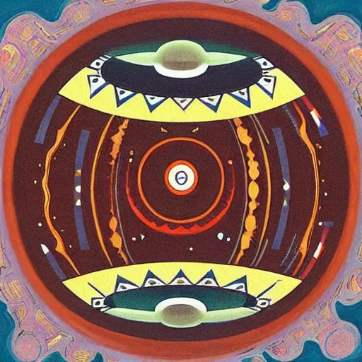 a giant floating sphere covered in canadian aboriginal | Stable ...