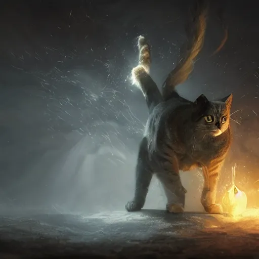 huge cat magician casting bright magic light spell, | Stable Diffusion ...