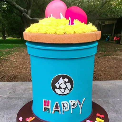 a birthday cake that looks like a garbage can, cake | Stable Diffusion