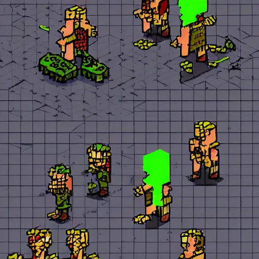 isometric sprite of a zombie, pixel art, Cataclysm DDA | Stable ...