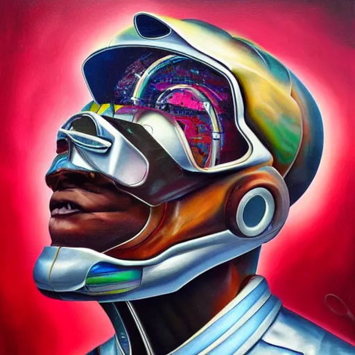 a realistic oil painting of a cybernetic chance the | Stable Diffusion ...