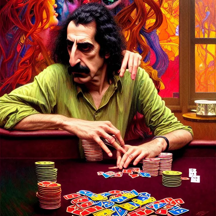bright psychedelic portrait of frank zappa playing | Stable Diffusion ...