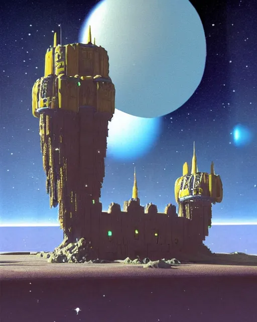 a castle in outer space floating next to a destroyed | Stable Diffusion ...
