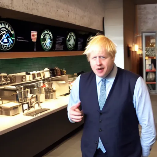boris johnson working in starbucks, reality, | Stable Diffusion | OpenArt