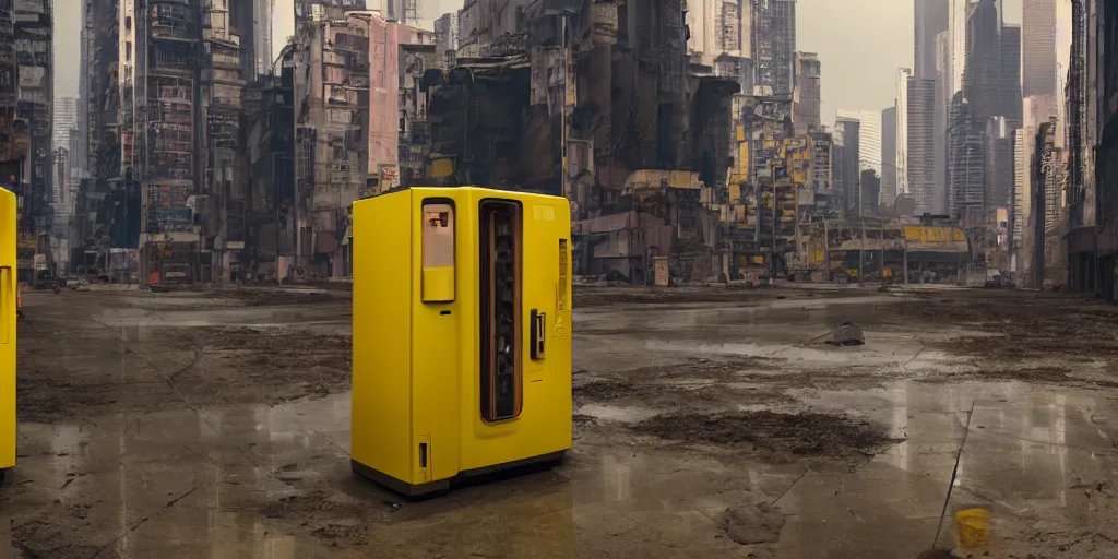 a dusty deserted city, a girl with a yellow raincoat | Stable Diffusion ...