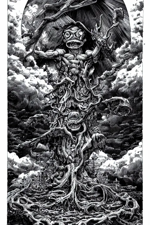 grotesque creature, moonlit sky, highly detailed ink | Stable Diffusion ...