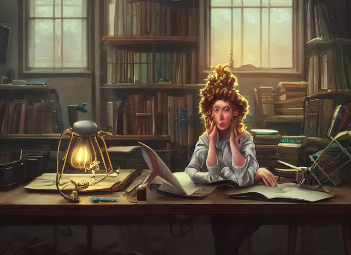 an insanely detailed painting of a frazzled librarian, | Stable ...