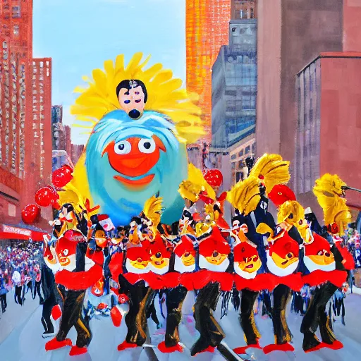 macy's thanksgiving day parade, acrylic painting | Stable Diffusion ...