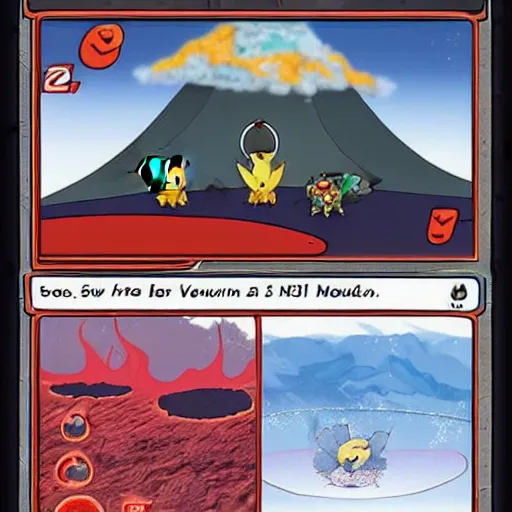 a new pokemon never seen before in a volcano landscape | Stable ...