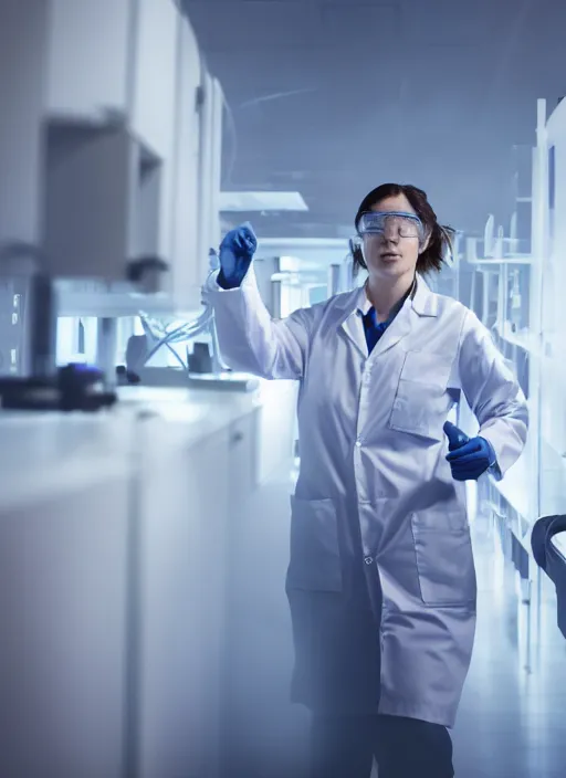 a stock photo of a female scientist running from a | Stable Diffusion ...