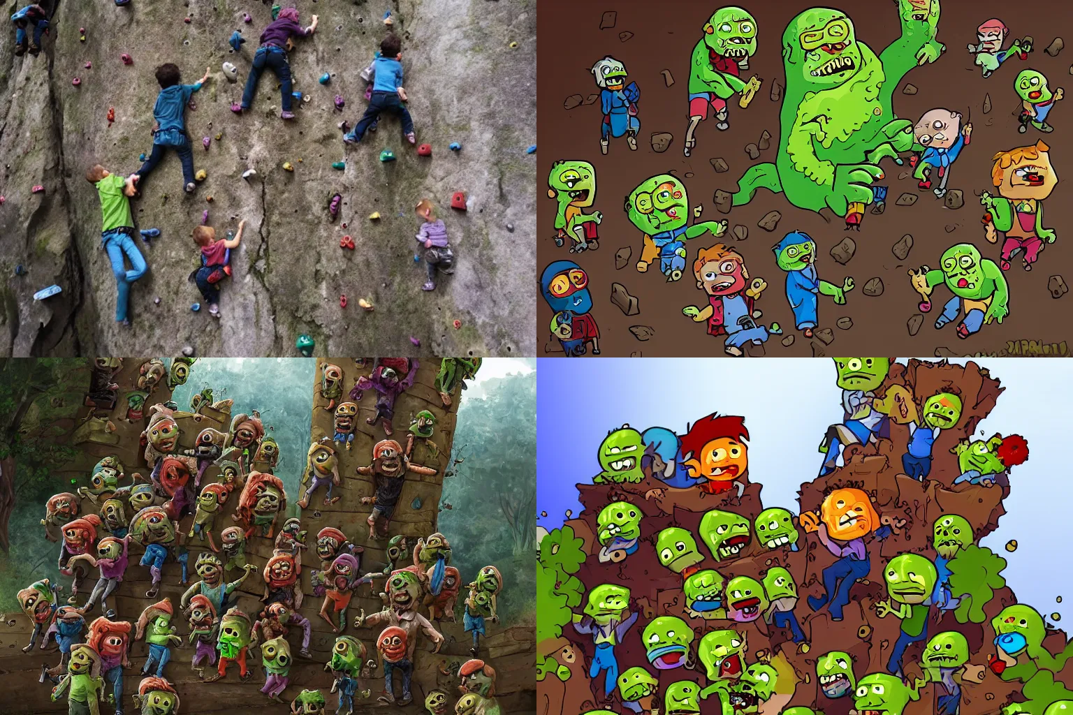 tiny zombies climbing up a giant man | Stable Diffusion | OpenArt