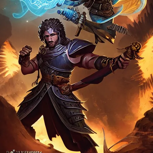 D&D human fighter, wizards of the coast promotional | Stable Diffusion