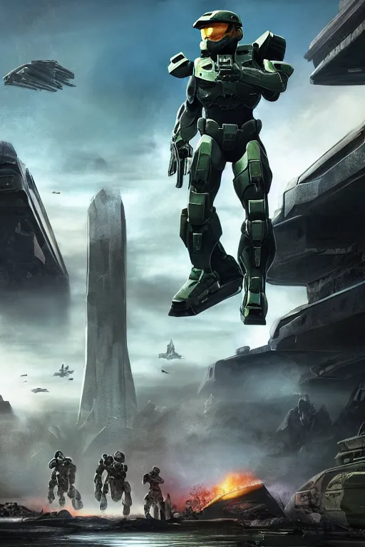 Halo 2 box artwork by Gregory Crewdson, Matte | Stable Diffusion | OpenArt