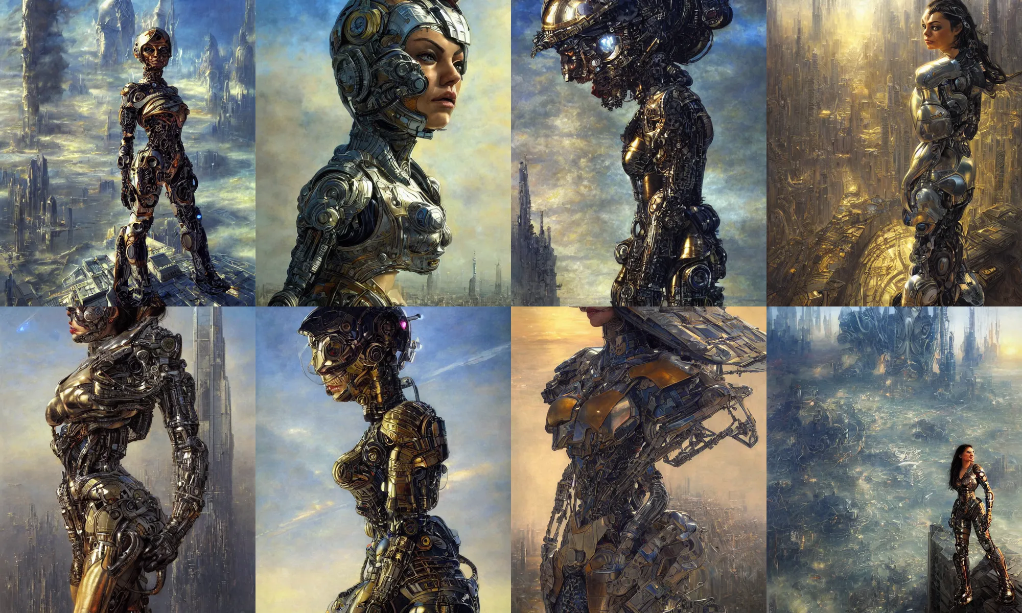 portrait of epic mila kunis intricate cyborg armor, | Stable Diffusion ...
