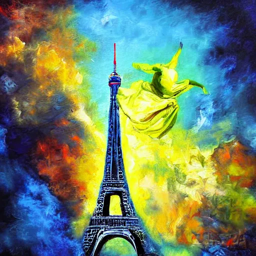 expressive oil painting of a man falling off the Eifel | Stable ...