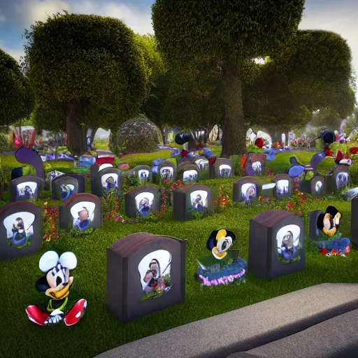 disney - themed - funeral - home, mickey - mouse - | Stable Diffusion