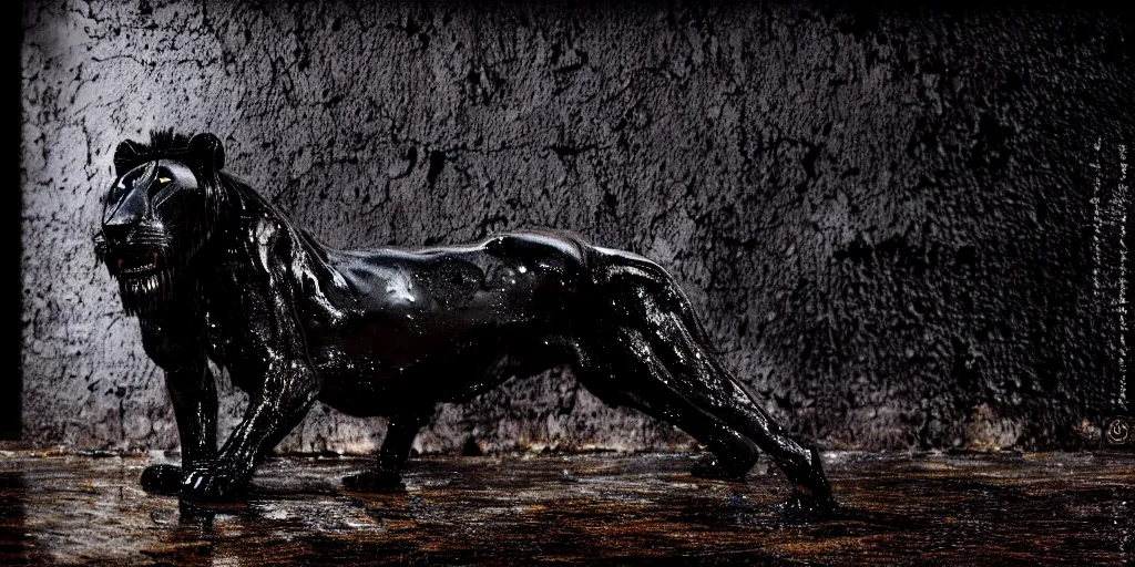 the black lioness made of tar, dripping tar, dripping | Stable ...