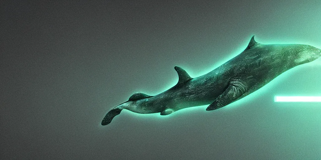 cyborg whale, green tones, sunflares, bloom, octane | Stable Diffusion ...