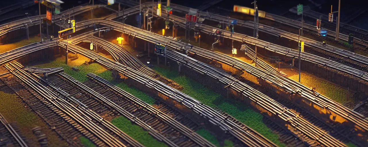 mega detailed miniature voxel diorama of huge railway | Stable ...