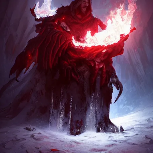 a man explores the icy corners of hell, fire demons, | Stable Diffusion | OpenArt