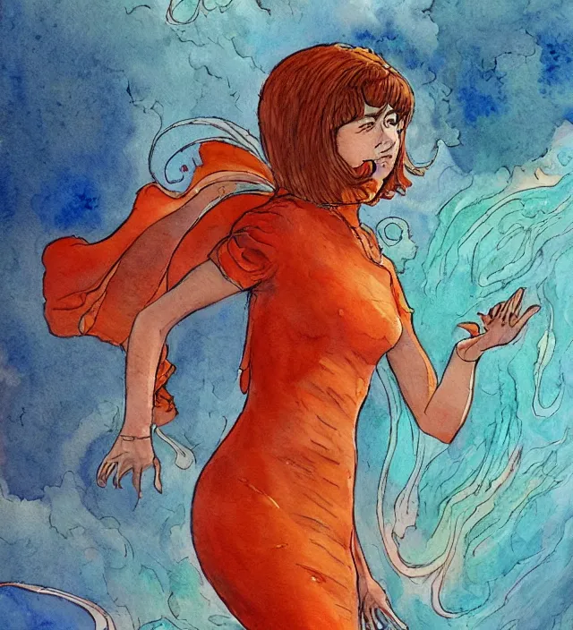 a watercolor ink painting of velma dinkley as the | Stable Diffusion ...