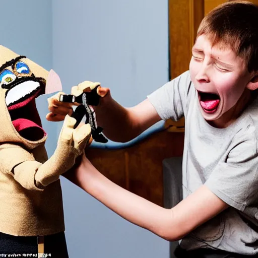 Puppet screams as he tries to cut off the hand | Stable Diffusion | OpenArt