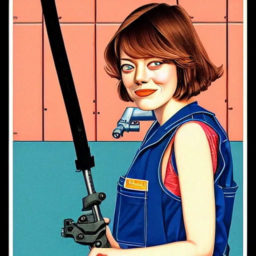 realistic portrait of emma stone as a mechanic, with | Stable Diffusion ...